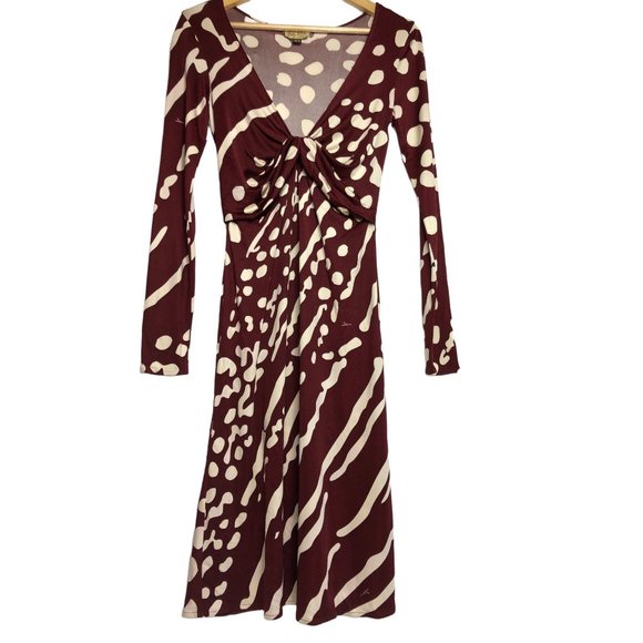 Issa London | Dresses | Issa London 0 Silk Maroon Twist Front Midi ...